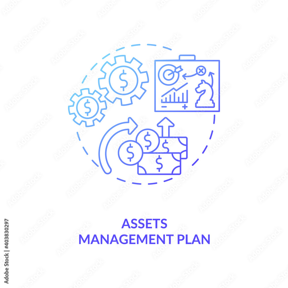 Assets management plan concept icon. AM benefit idea thin line ...