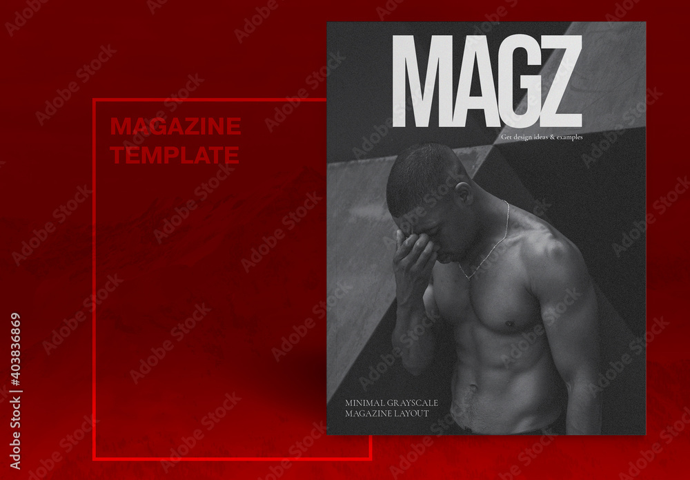 Grayscale Magazine Layout Stock Template | Adobe Stock