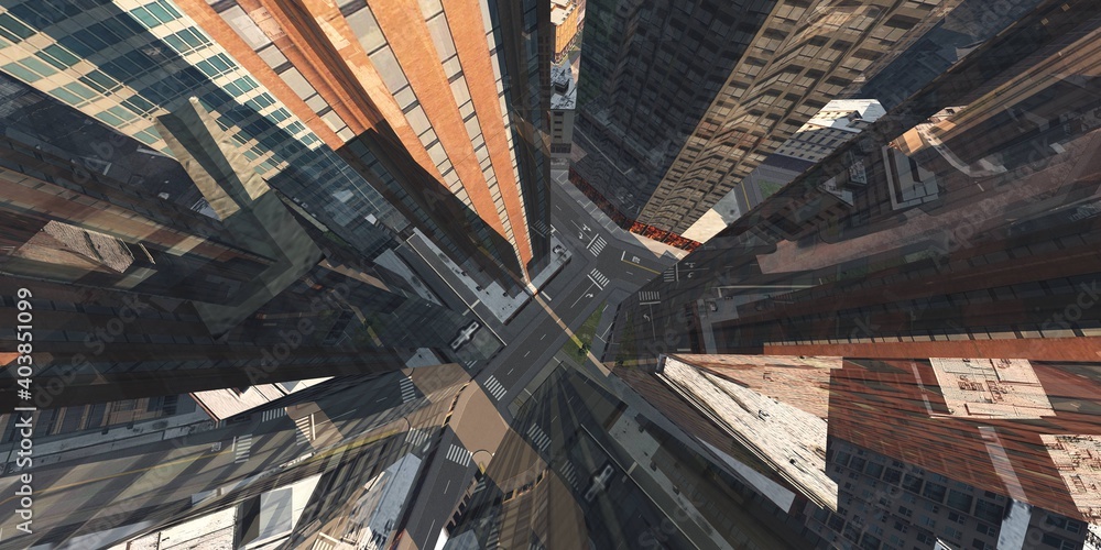 Skyscrapers from a height of flight, city from above, high-rise ...