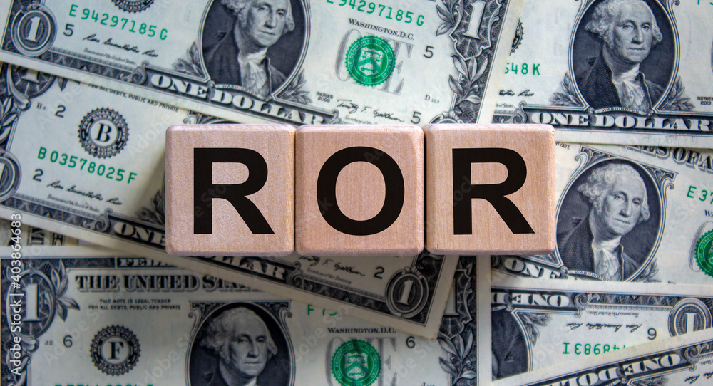 ROR - rate of return symbol. Concept word 'ROR - rate of return' on ...