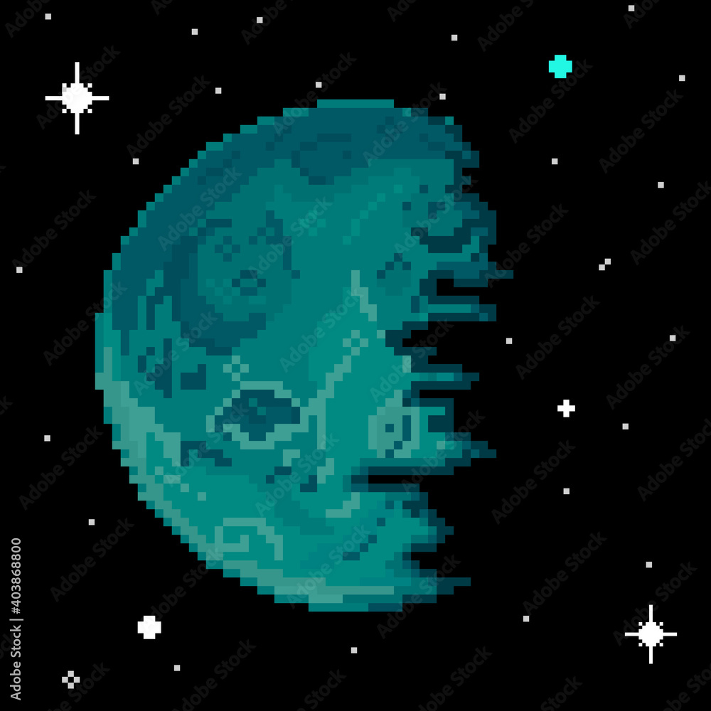 Pixel art space, planet design. Pixel art 8 bit Stock Vector | Adobe Stock