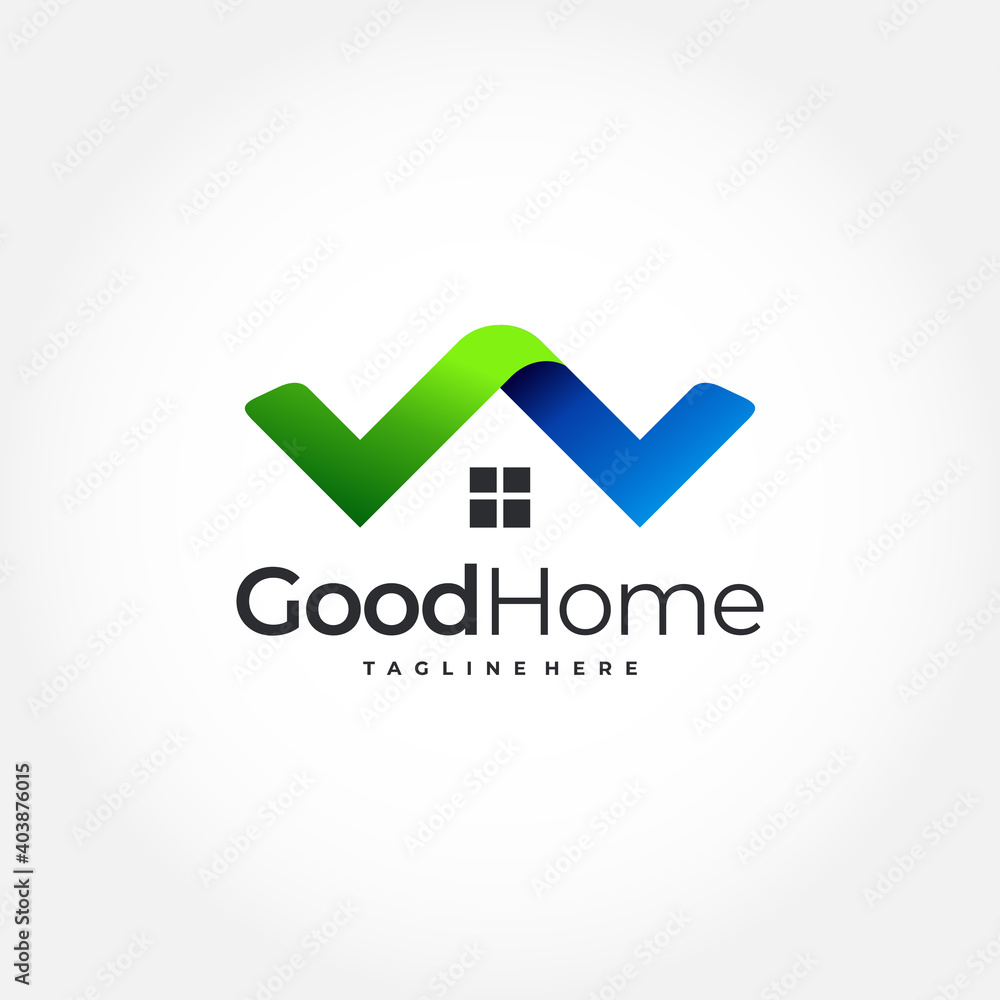 home logo with check mark symbol Stock Vector | Adobe Stock