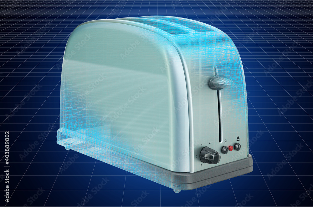 Visualization 3d cad model of toaster, blueprint. 3D rendering Stock ...