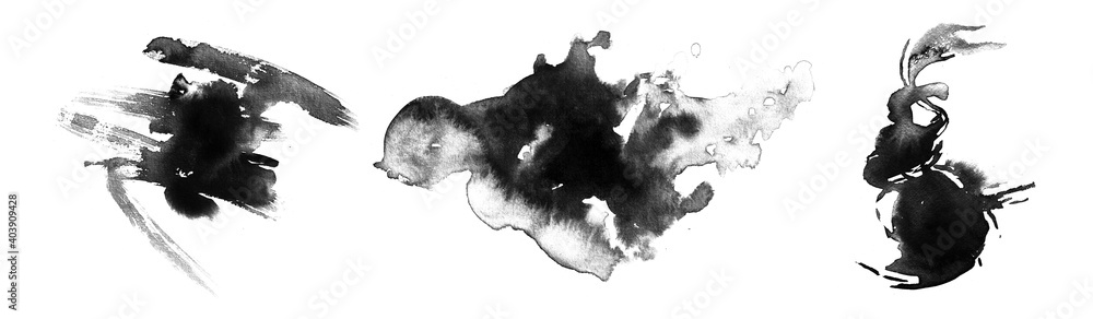 Collection abstract of ink stroke and ink splash for grunge design ...
