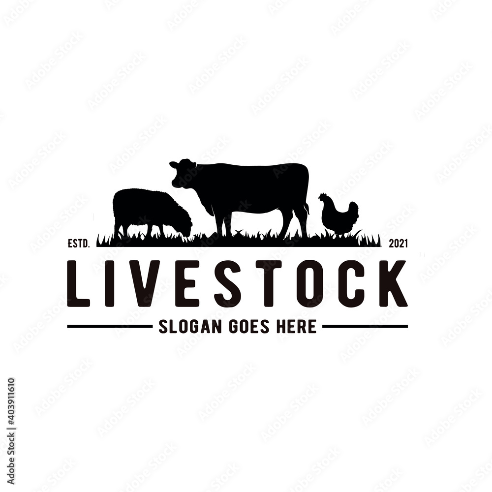 livestock Farm animal logo inspiration, design template, Vector ...