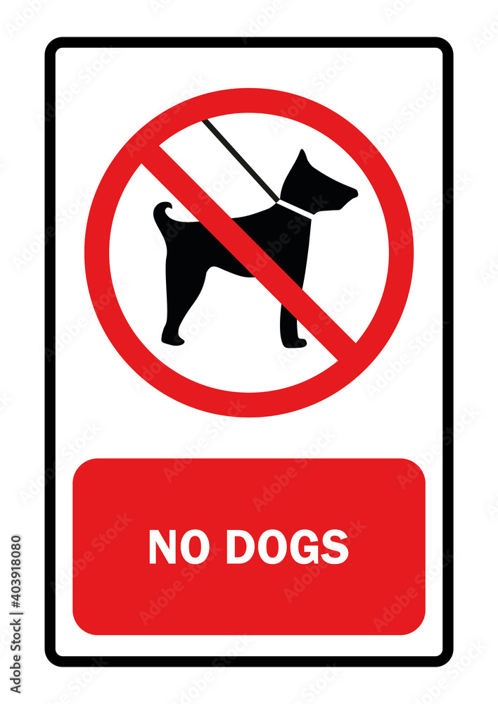 Dog prohibition sign Explanatory text on red background. Vector ...