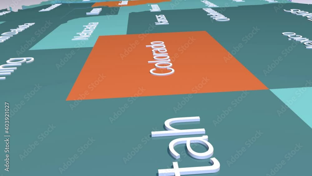3d animation map showing the state of Colorado from the united states ...