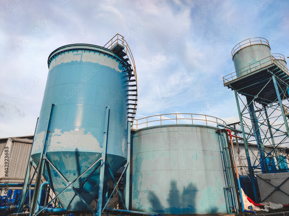 Water tank system zone. Factory industrial water storage, system ...