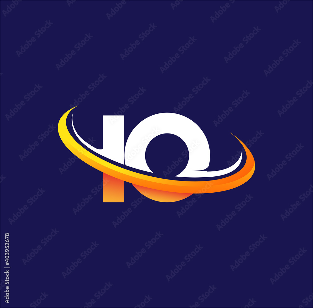 IO initial logo company name colored white and orange swoosh design ...