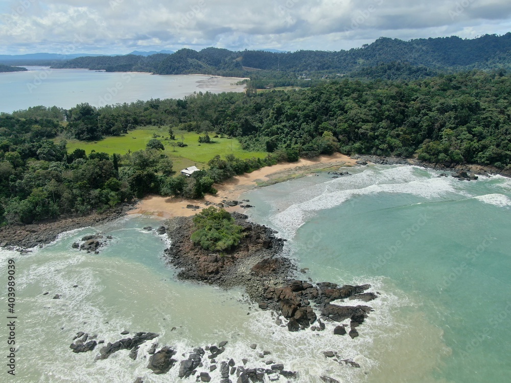 The Telok / Teluk Melano Coastline and Beach at the most southern tip ...