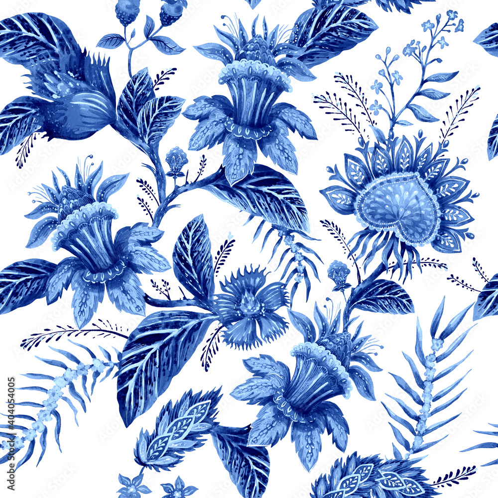 Colorful seamless floral pattern. Hand drawn illustration. Nature ...