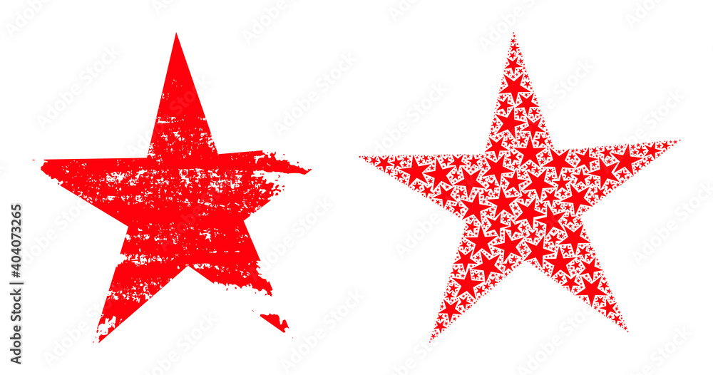 Vector star fractal is made from repeating fractal star elements ...