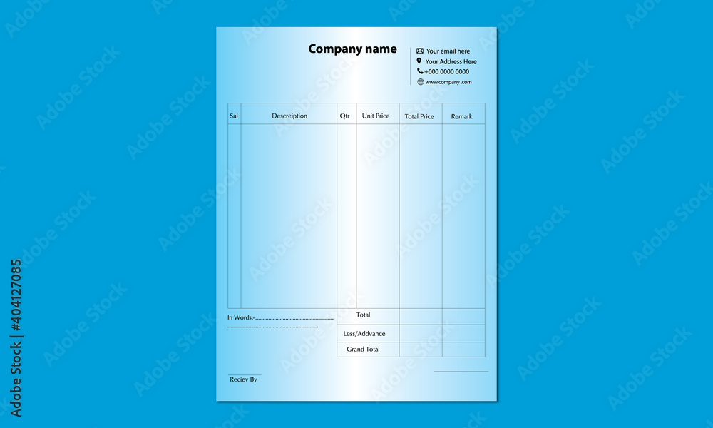 bill challan template design Stock Vector | Adobe Stock