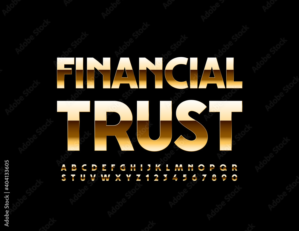 Vector business template Financial Trust. Elegant Gold Font. Elite ...