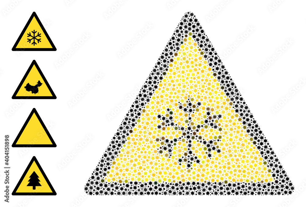 Vector snow warning icon covid-2019 mosaic. Snow warning mosaic is ...