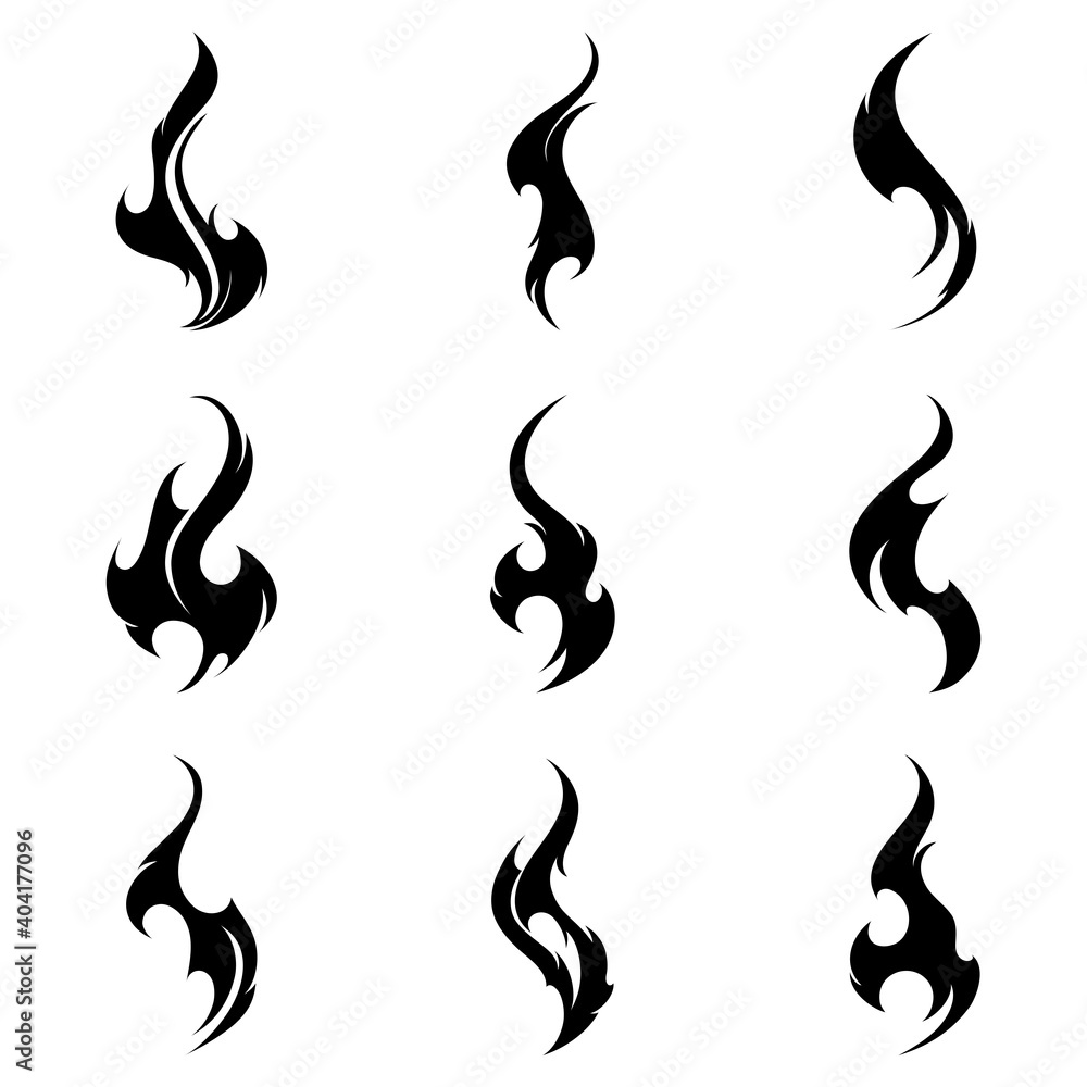 Fire flame set. Vector illustration. Element for design. Stock Vector ...