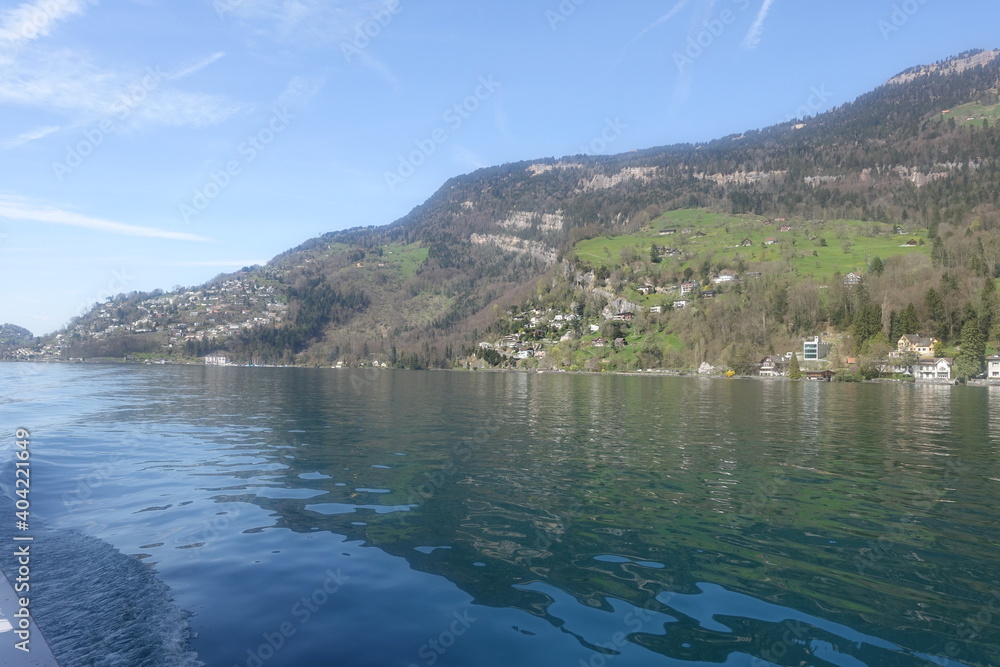 Luzern lake and Swiss Alps landscape view, central Switzerland Stock ...