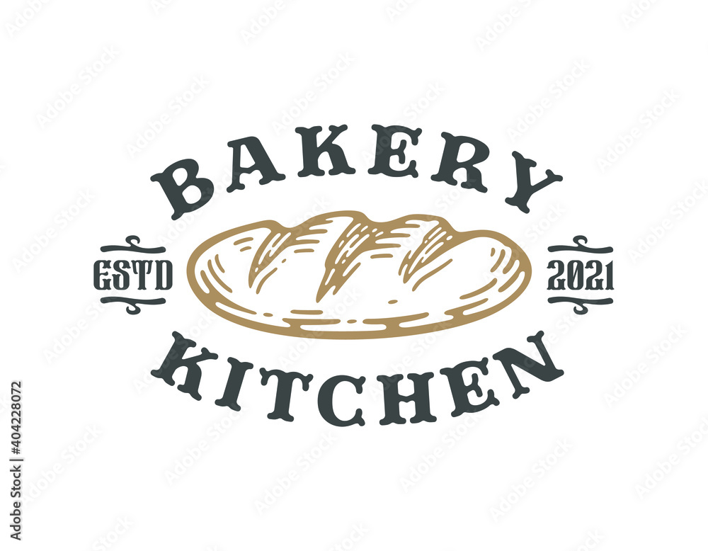 logo badge of bread isolated on white background. bakery kitchen label ...
