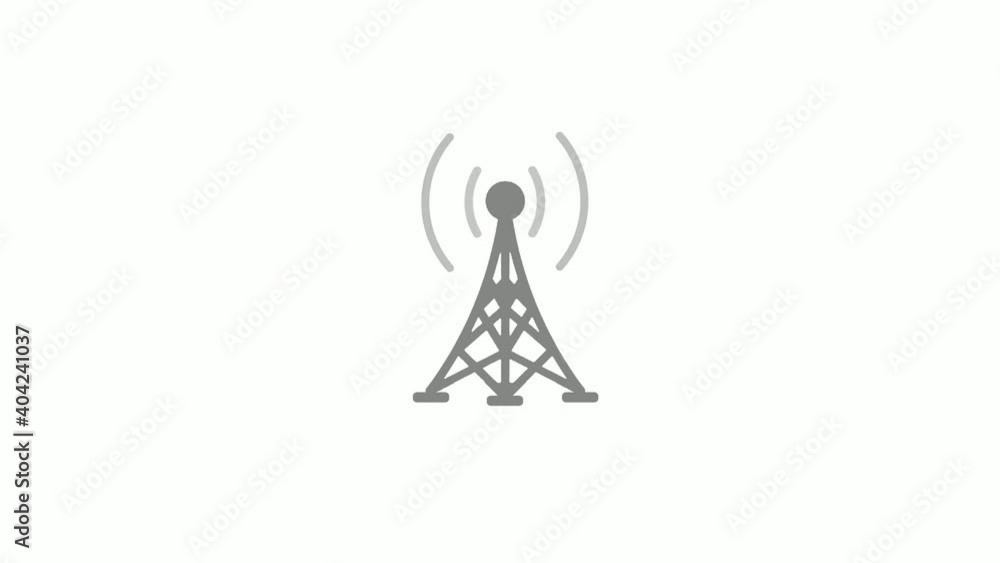 Vidéo Stock New gray color network signal tower animated white ...