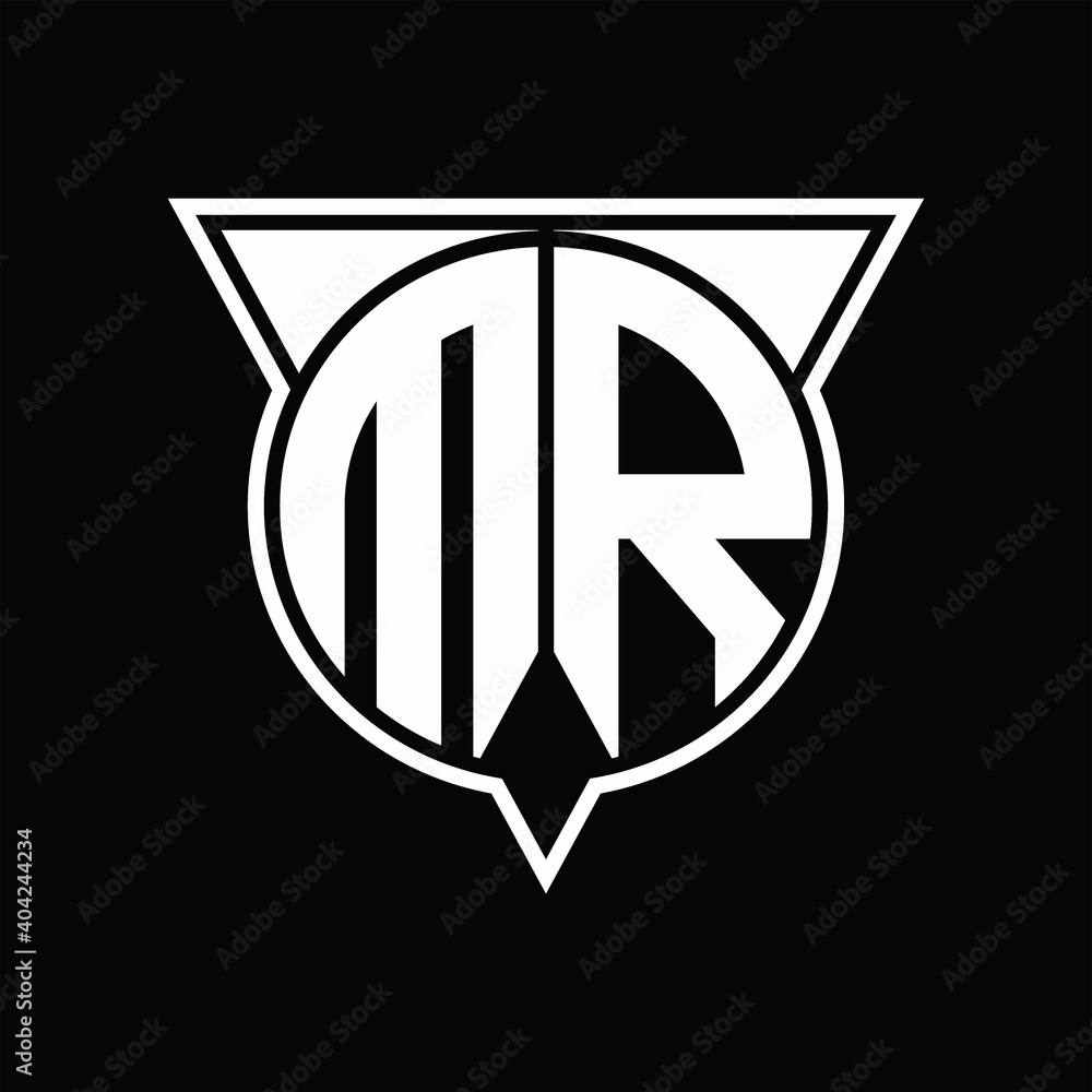 MR Logo monogram with circle shape and half triangle rounded Stock ...