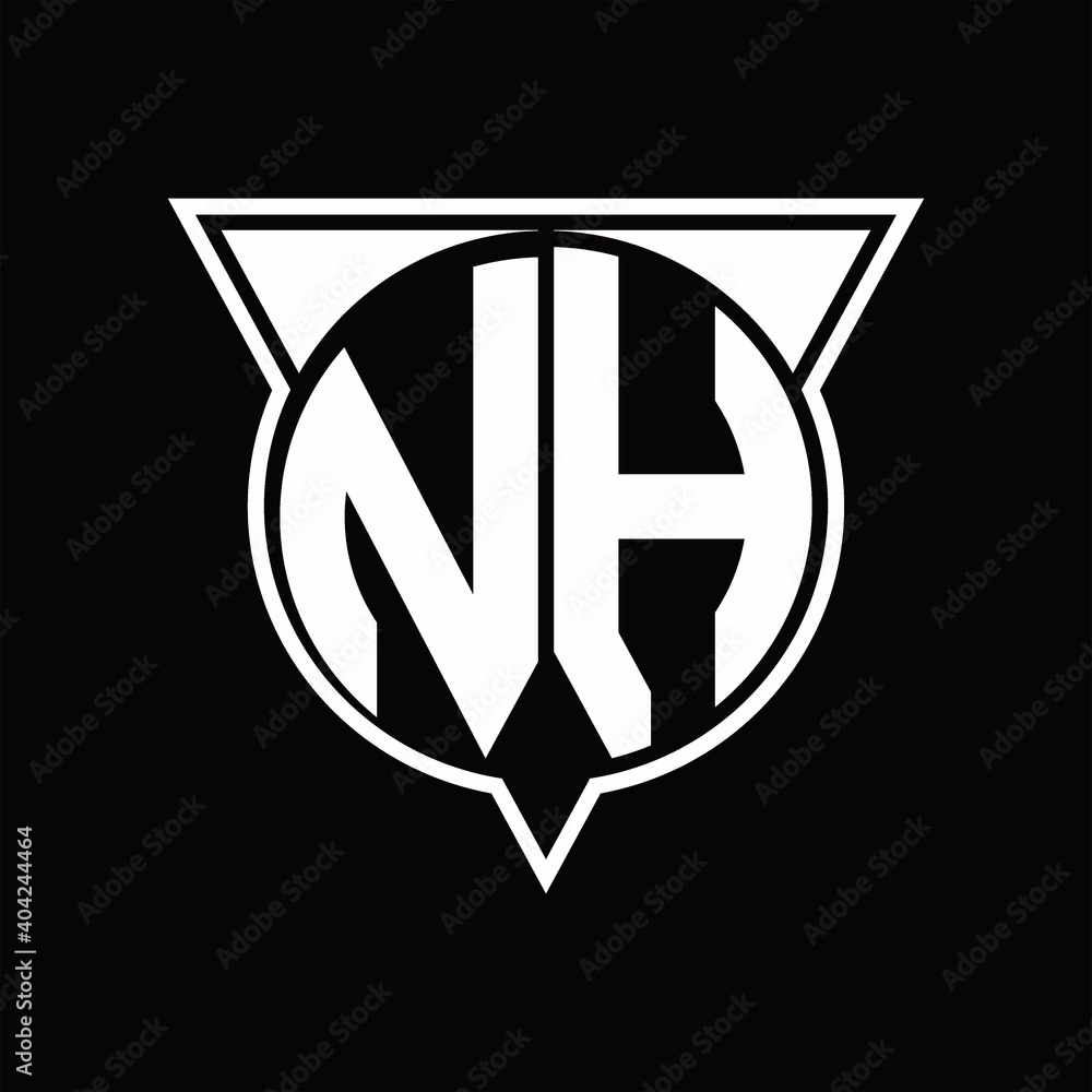 NH Logo monogram with circle shape and half triangle rounded Stock ...