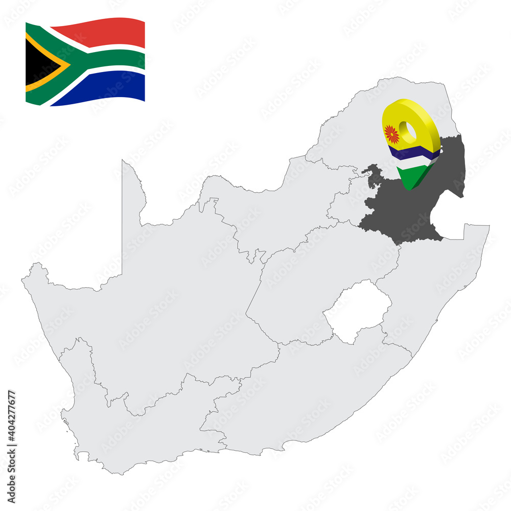 Location Mpumalanga on map South Africa. 3d location sign similar to ...