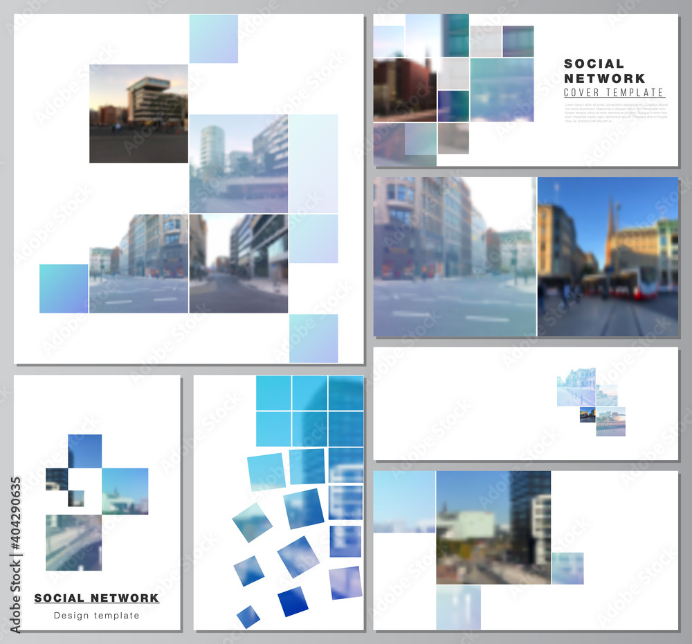 Vector layouts of modern social network mockups for cover design ...