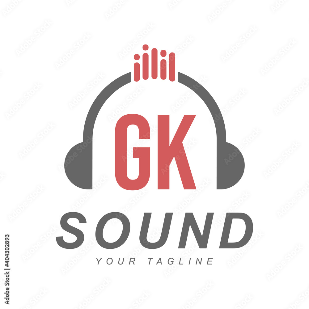 GK Letter Logo Design with Head Phone Icon. The Concept of a Modern ...