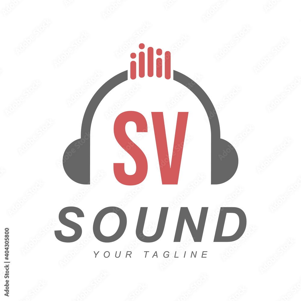 SV Letter Logo Design with Head Phone Icon. The Concept of a Modern ...