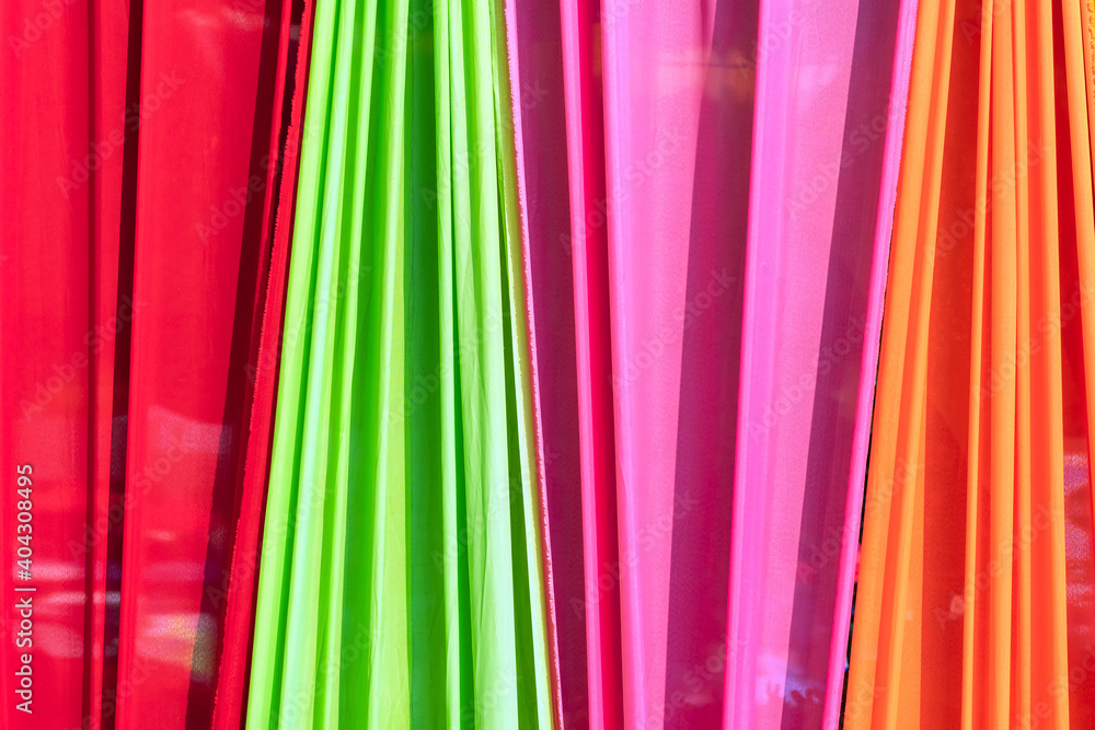 Beautiful multi-colored curtains decorated as a backdrop for the ...
