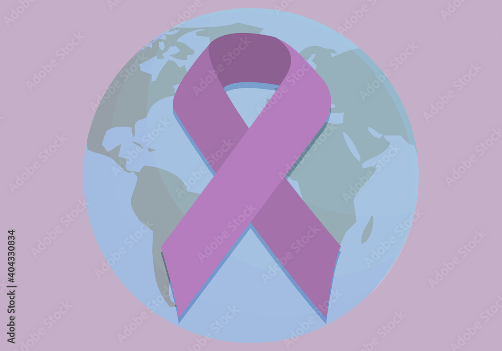 Lazo morado por el día mundial contra el cancer. vector de Stock ...