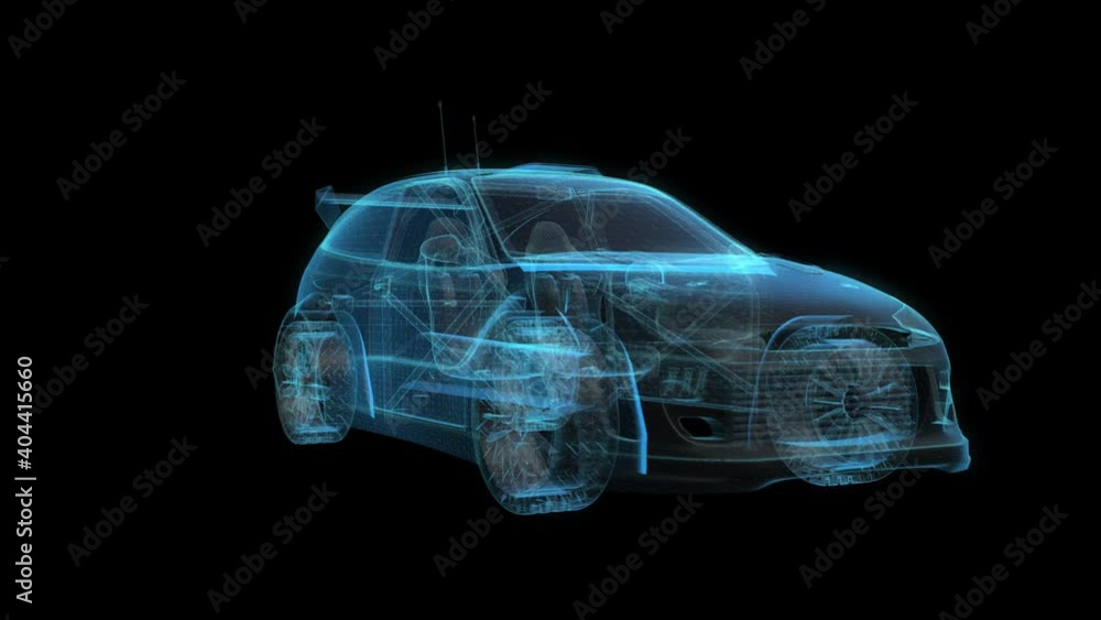 Car. 3d model triangle lines formation of motorsport car. Looping ...