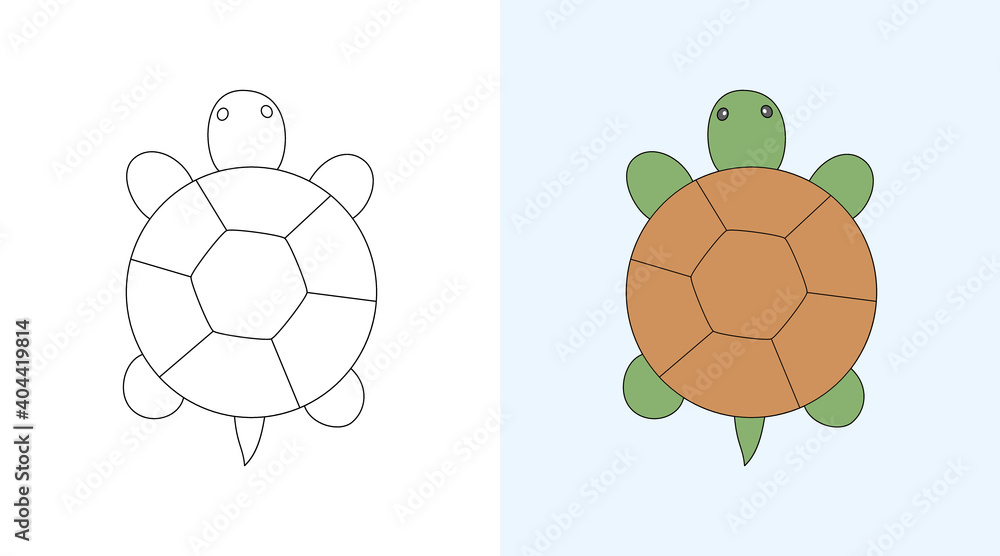 turtle coloring book or page, vector illustration Stock Vector | Adobe ...