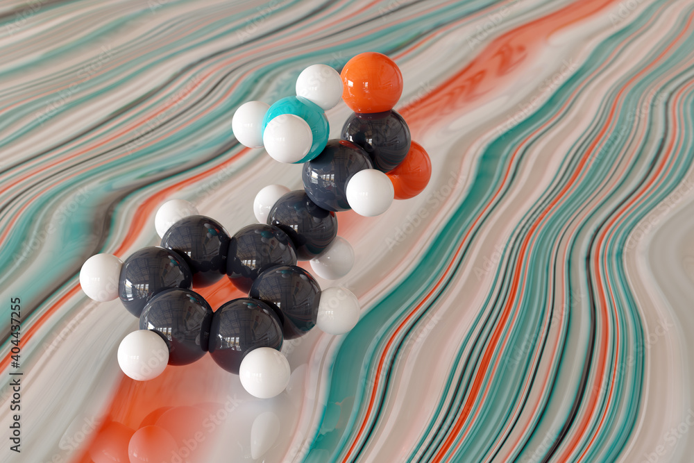 Phenylalanine (l-phenylalanine, Phe, F) amino acid molecule. 3D ...