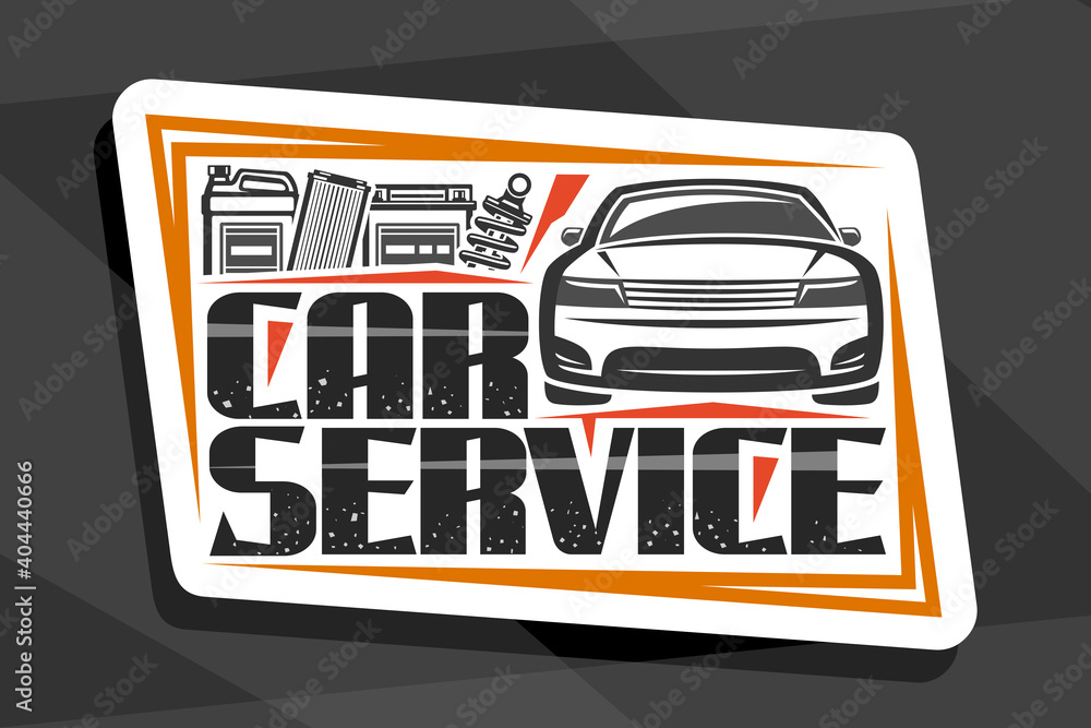 Vector logo for Car Service, decorative signboard with illustration of ...