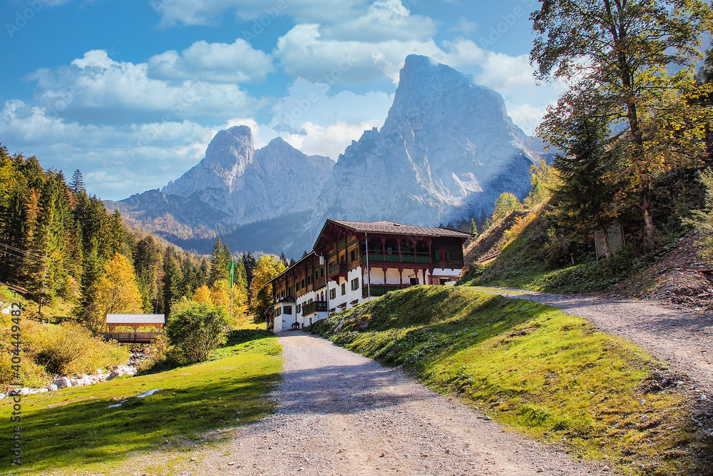 Valley of Scheffau, Wilder Kaiser, Tyrol, Austria. Hiking at Wilder ...