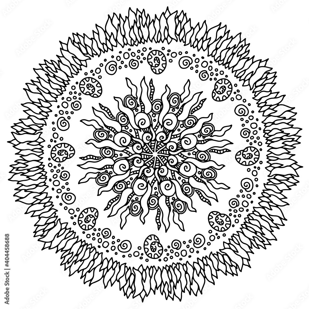 mandala wave sea water shell shells lined doodle coloring book page ...