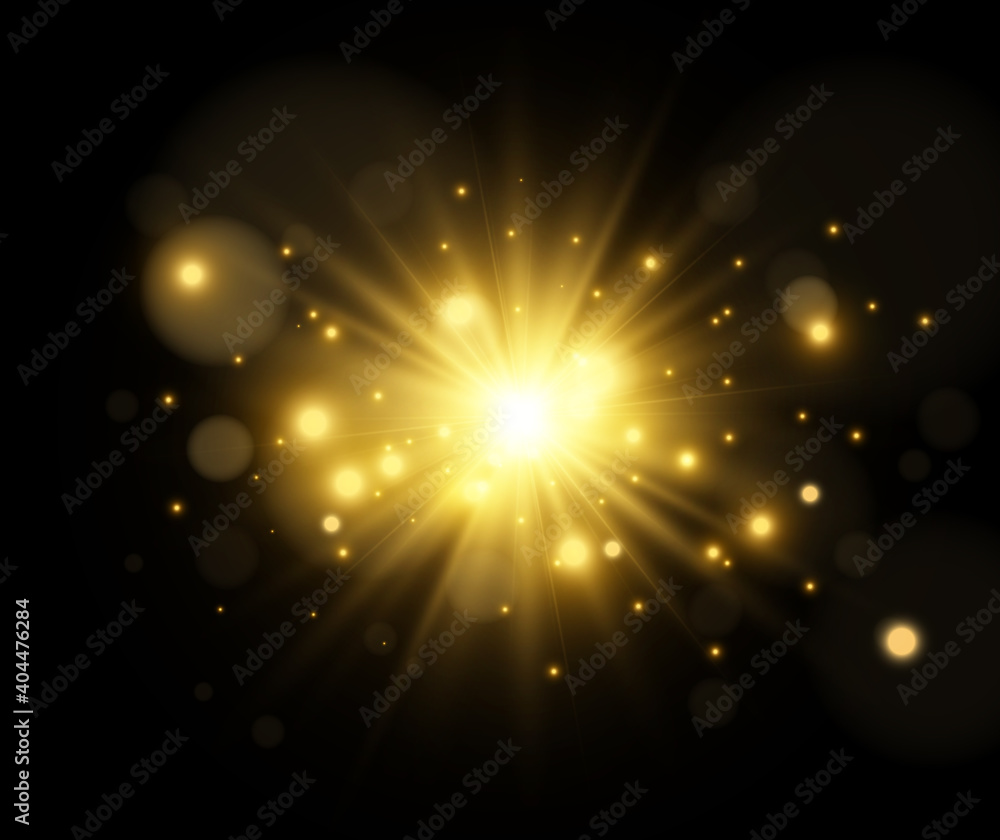 Bright beautiful star.Vector illustration of a light effect on a ...