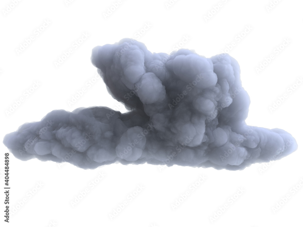 Realistic cartoon overcast rain cloud isolated on white background ...