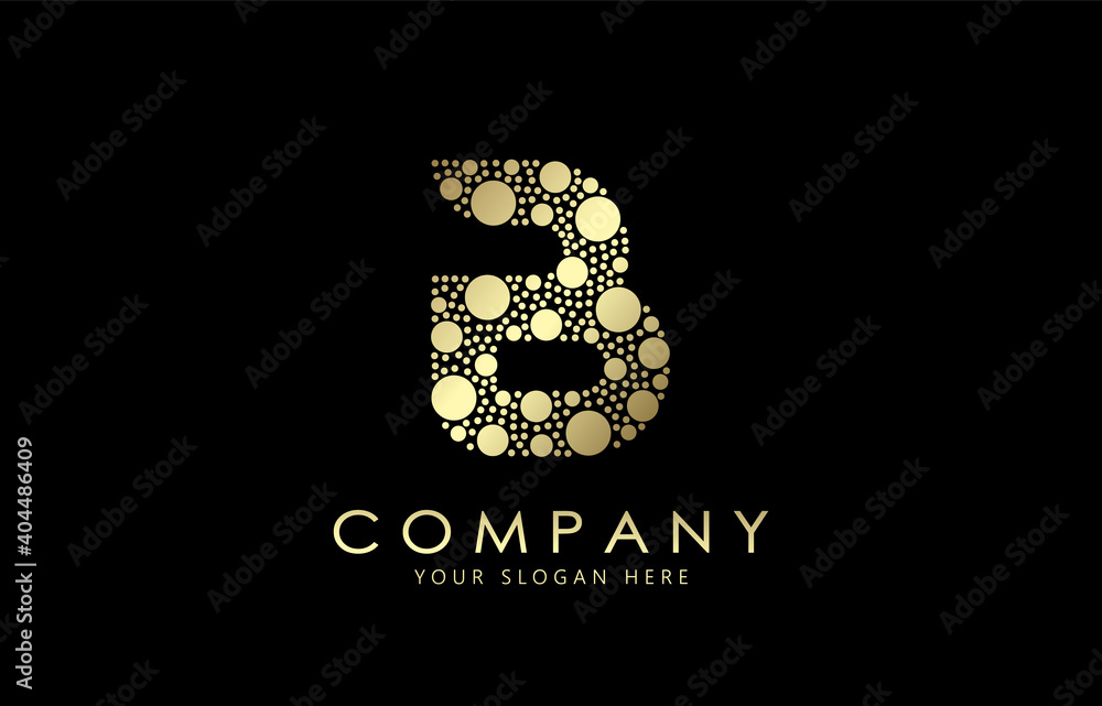 Golden Dots Letter B Logo Design. B Letter Design Vector with Golden ...