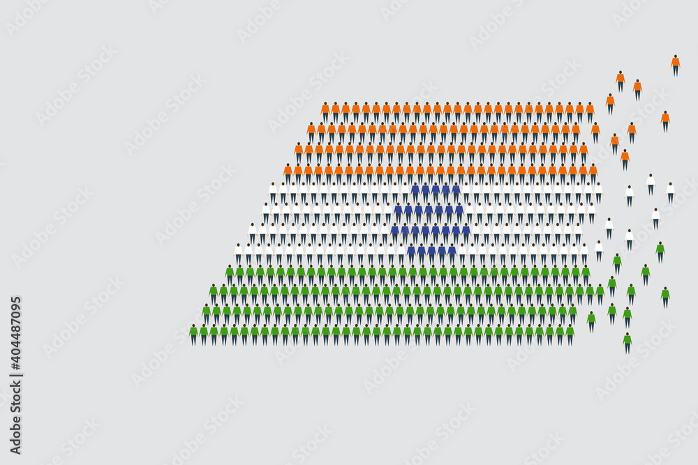 Citizens getting assembled in the shape of the Indian flag. Stock ...