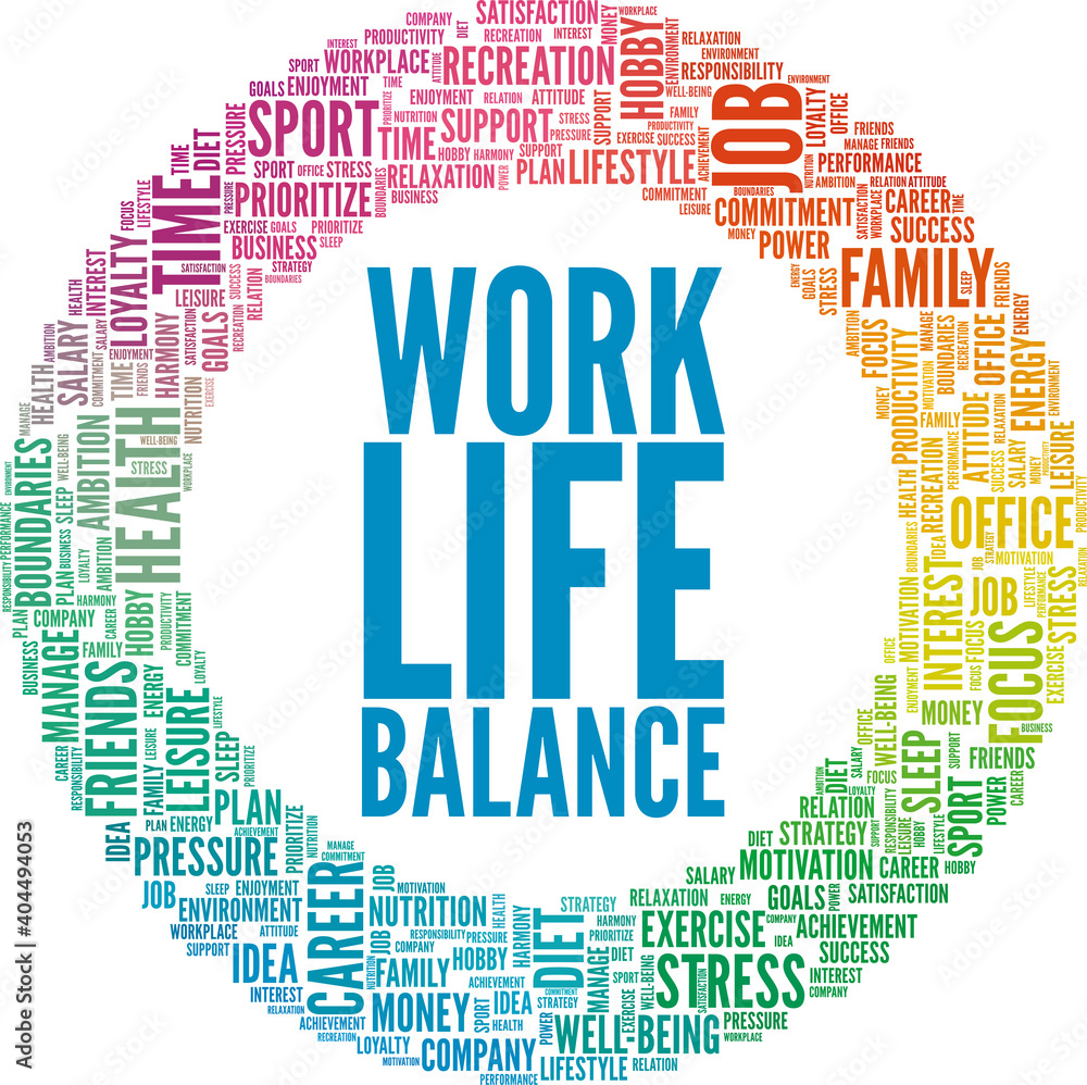 Work-life balance vector illustration word cloud isolated on a white ...