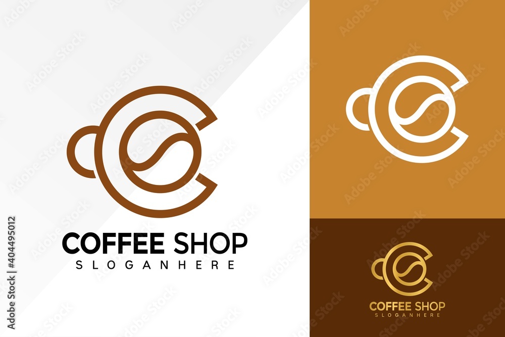 Letter C Coffee Shop Logo Design, Coffeine business logos vector ...