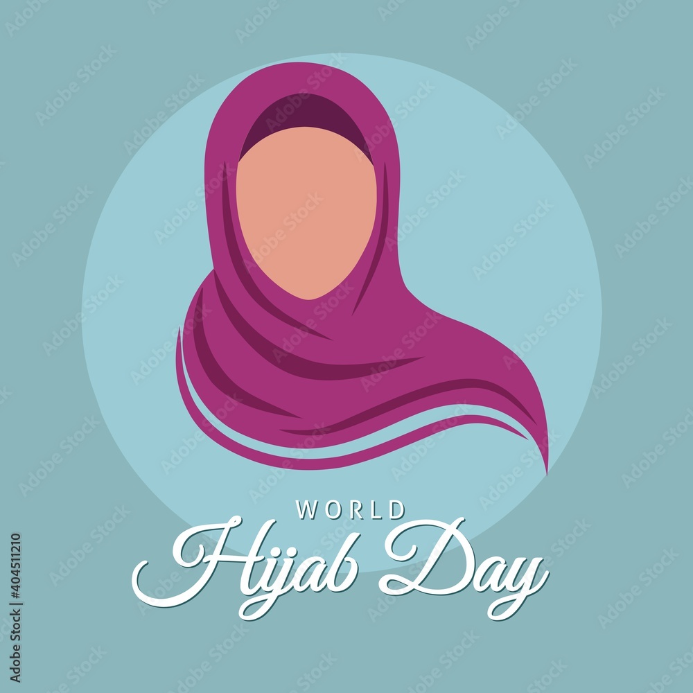 Vector illustration of a woman wearing a hijab, as a banner, poster or ...