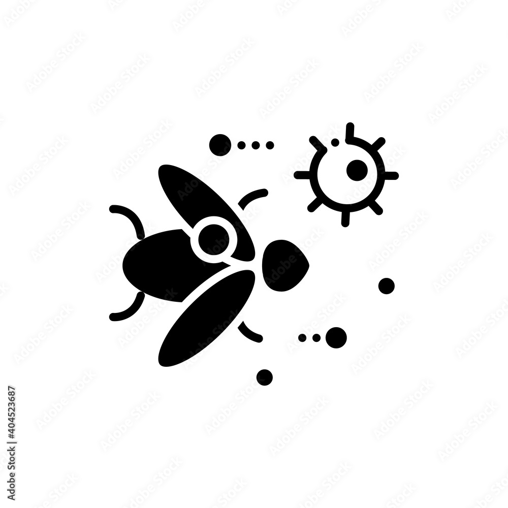 Insect infestation glyph icon. Disease spreading concept. Covid19 ...