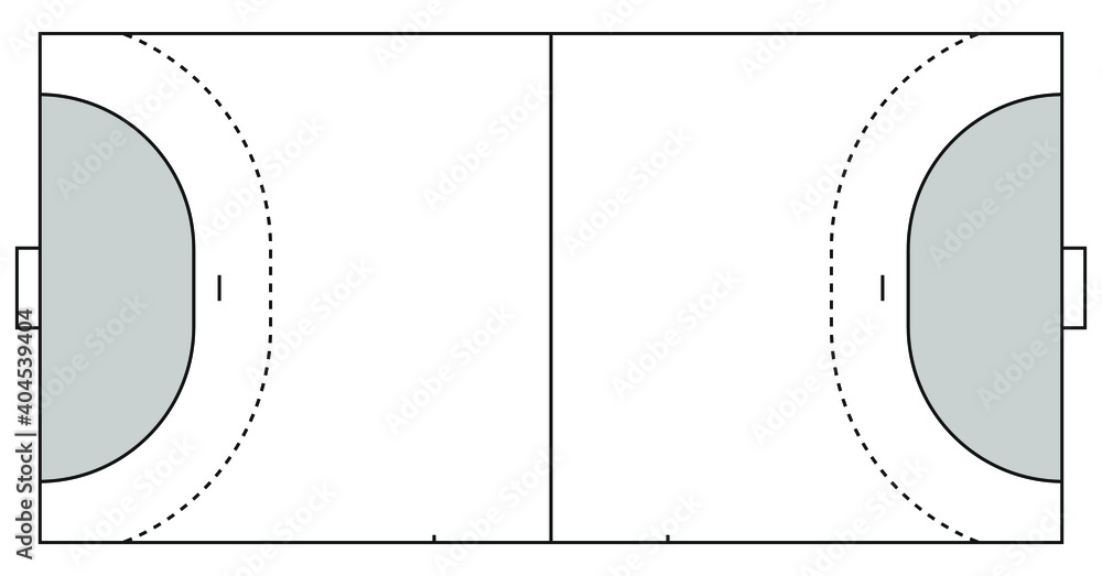 top view of standard size layout empty sport handball field court ...