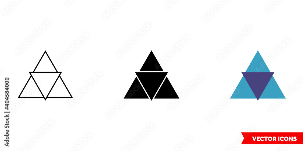 Triangle in triangle icon of 3 types color, black and white, outline ...