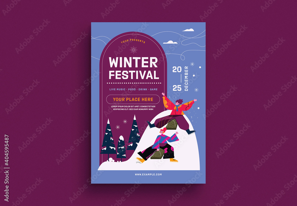 Winter Activity Flyer Layout Stock Template | Adobe Stock