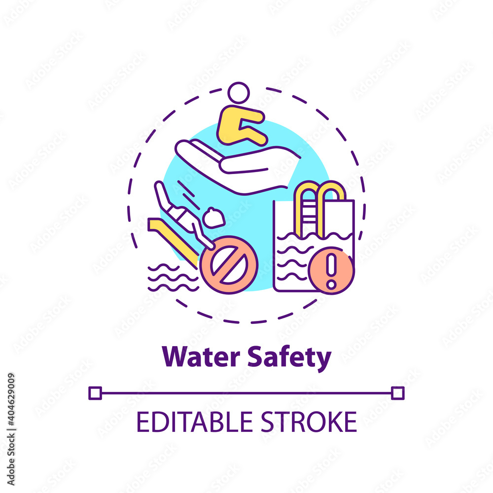 Water safety concept icon. Drowning prevention. Children rescue ...