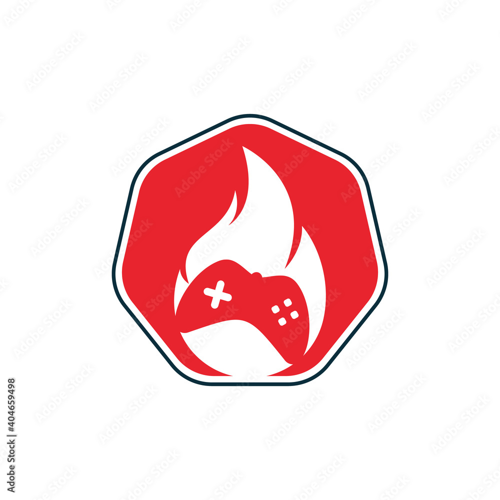 Gaming fire logo icon designs vector. game pad with a fire for gaming ...